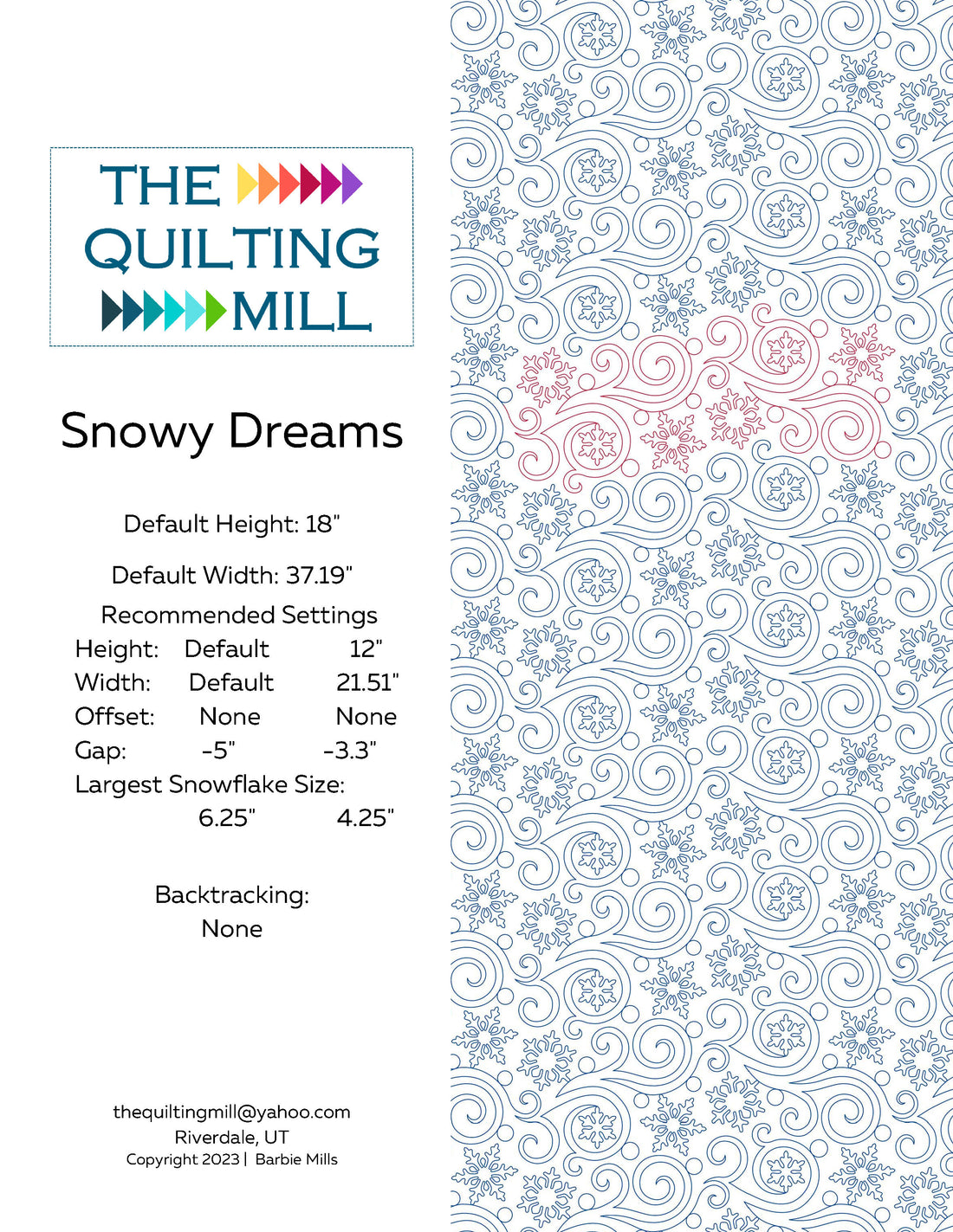 Snowy Dreams Quilting Pattern by Barbie Mills – INNOVA Longarm